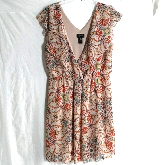 Enfocus Studio | Dresses | En Focus Studio Beige And Orange Floral Midi ...